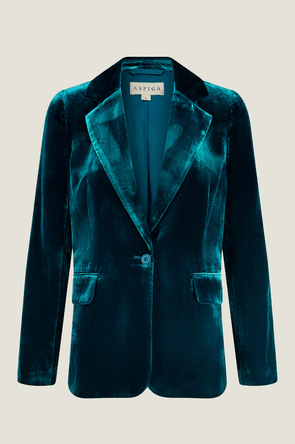 Aspiga Womens Asha Velvet Single Breasted Blazer Teal Co-ord set Winter ...