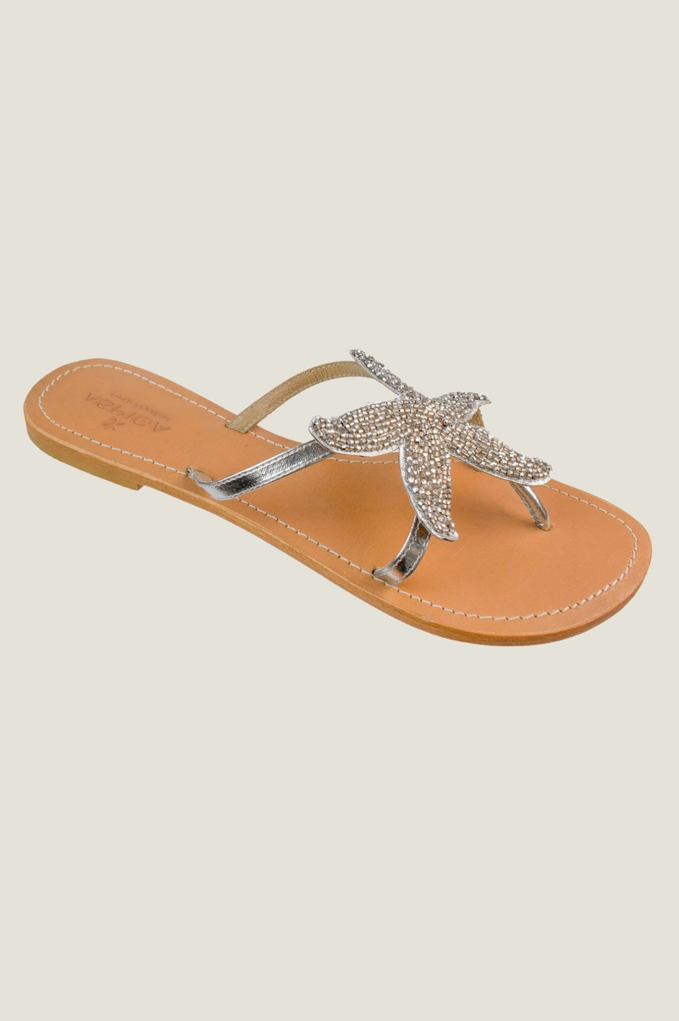 Aspiga Ladies Ethical Kenyan Beaded Starfish Sandals Silver Summer ...