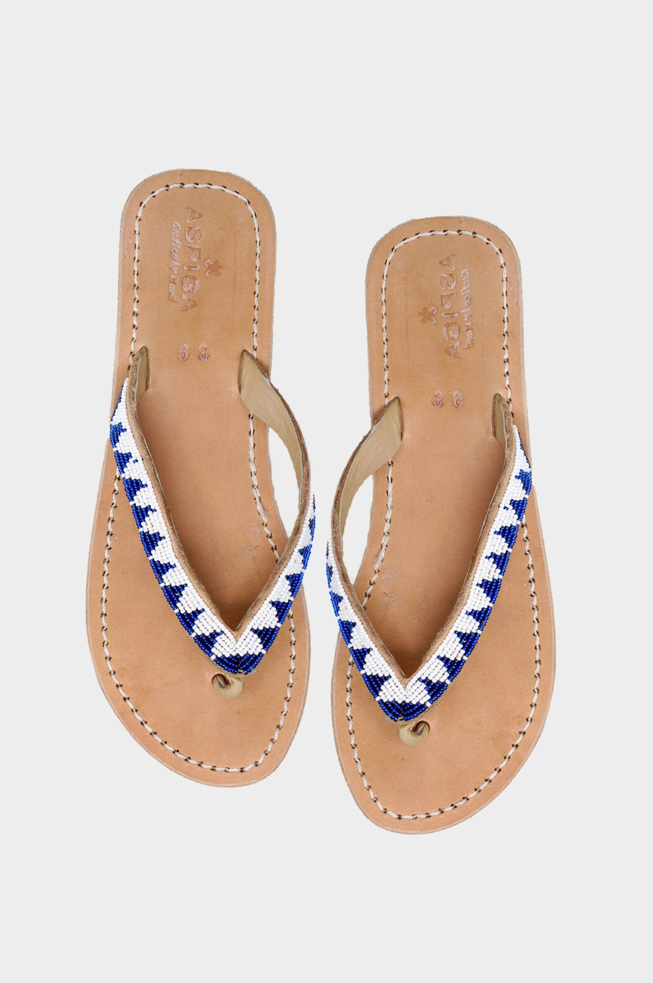 Ziggy Kenyan Sandals | White/Navy Size 36 - 42 – Aspiga