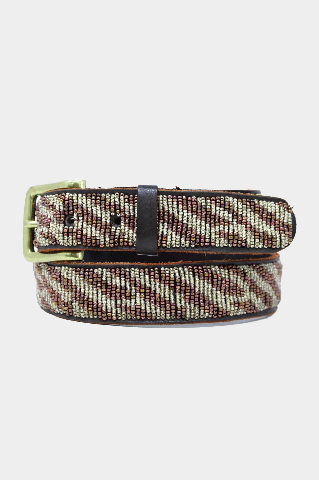 Aspiga Ladies Sustainable Leather Beaded Bronze Zebra Belt