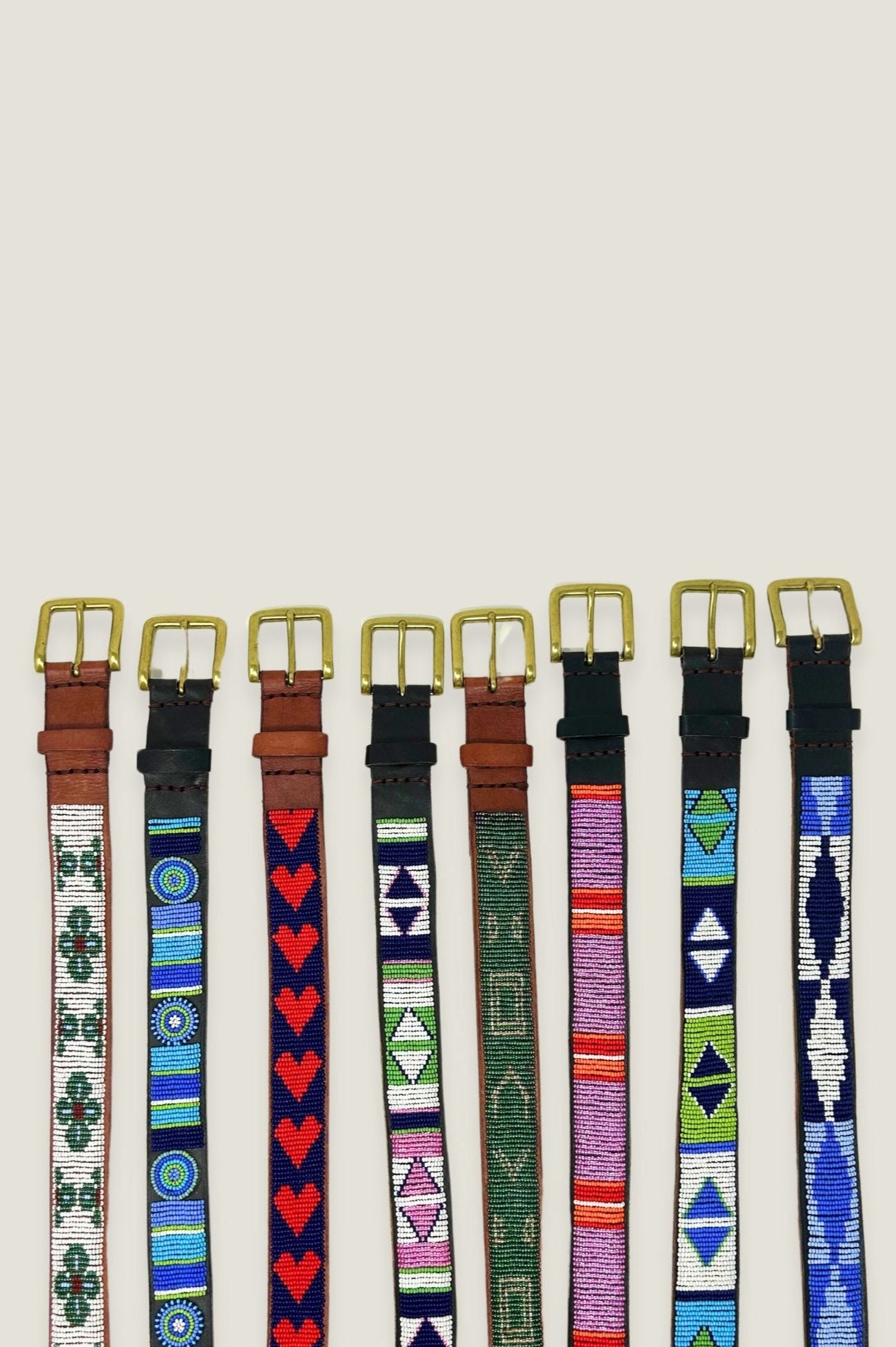 Aspiga Sustainable Kenyan Beaded Belt Leather and Glass Beads Diamond ...
