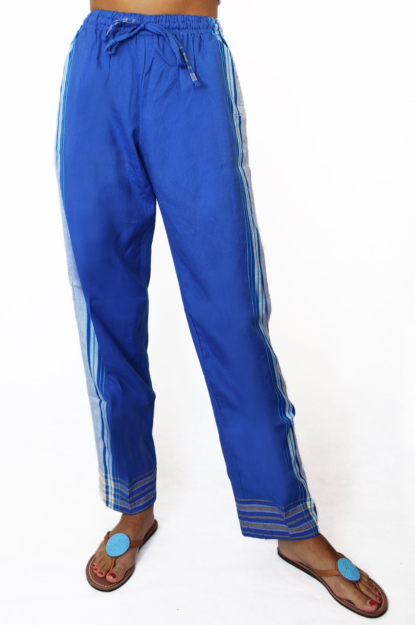 Aspiga Sustainable 100% Cotton Unisex Kenyan Kikoy Trousers | Blue