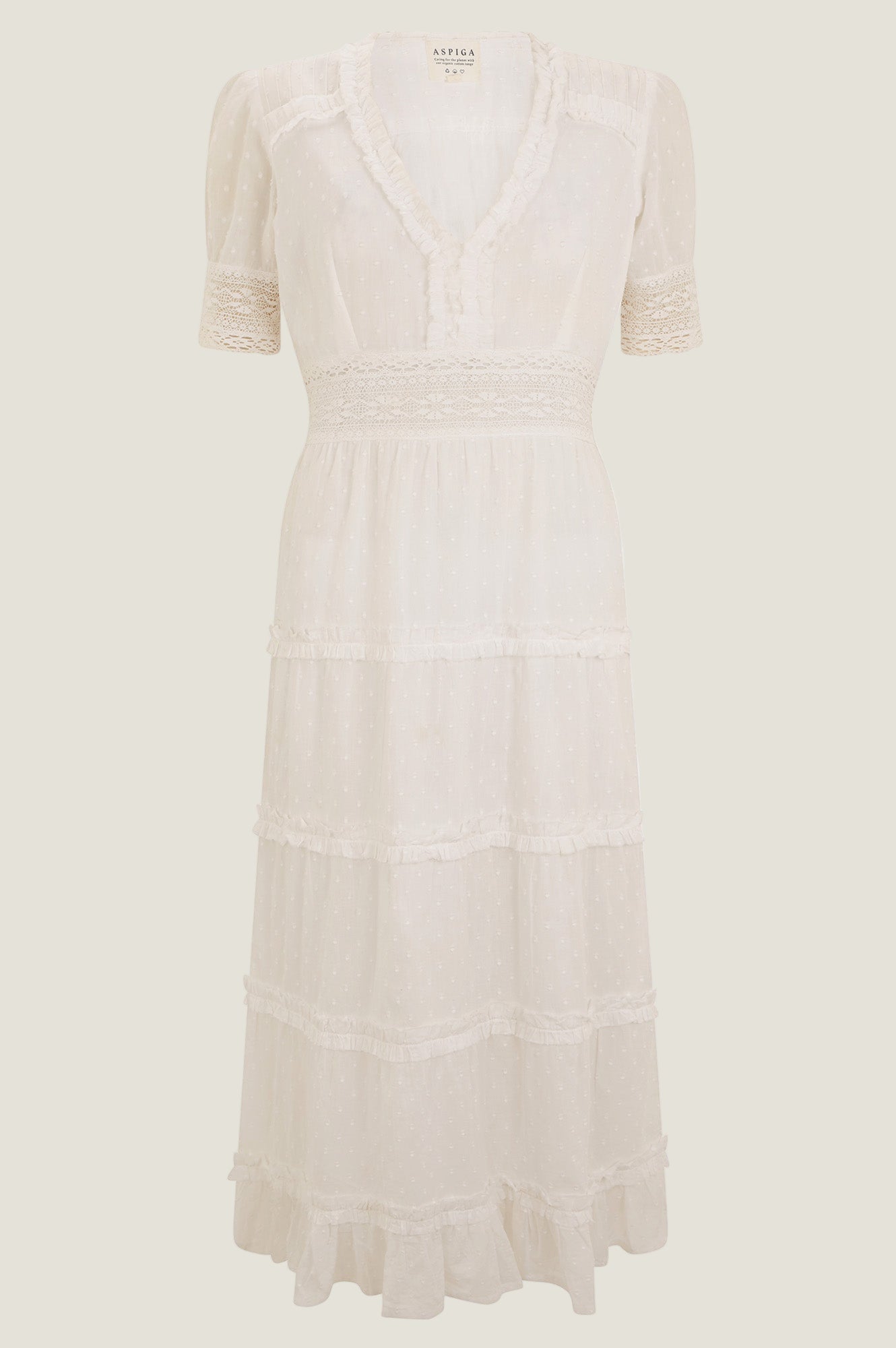 Aspiga Ladies Sustainable Viola Dress White Organic Cotton